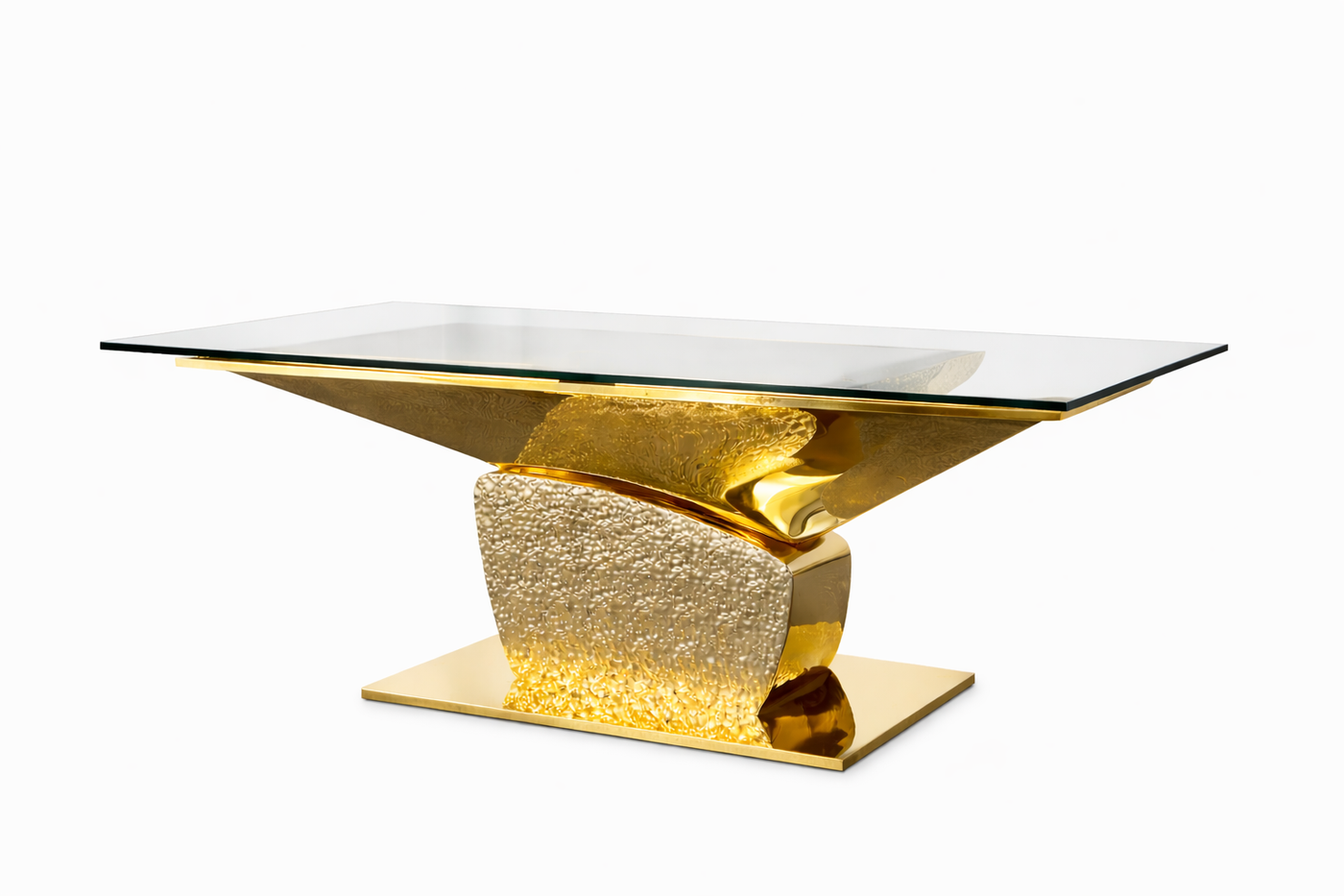 Atlantis Gold 96" Glass Dining Table